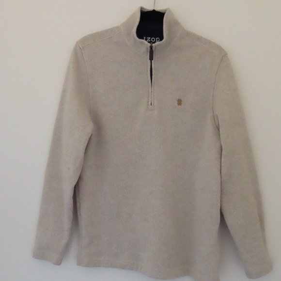 Izod | Sweaters | Izod Mens 4 Zip Up Khaki Pullover Sweater Knit Long ...